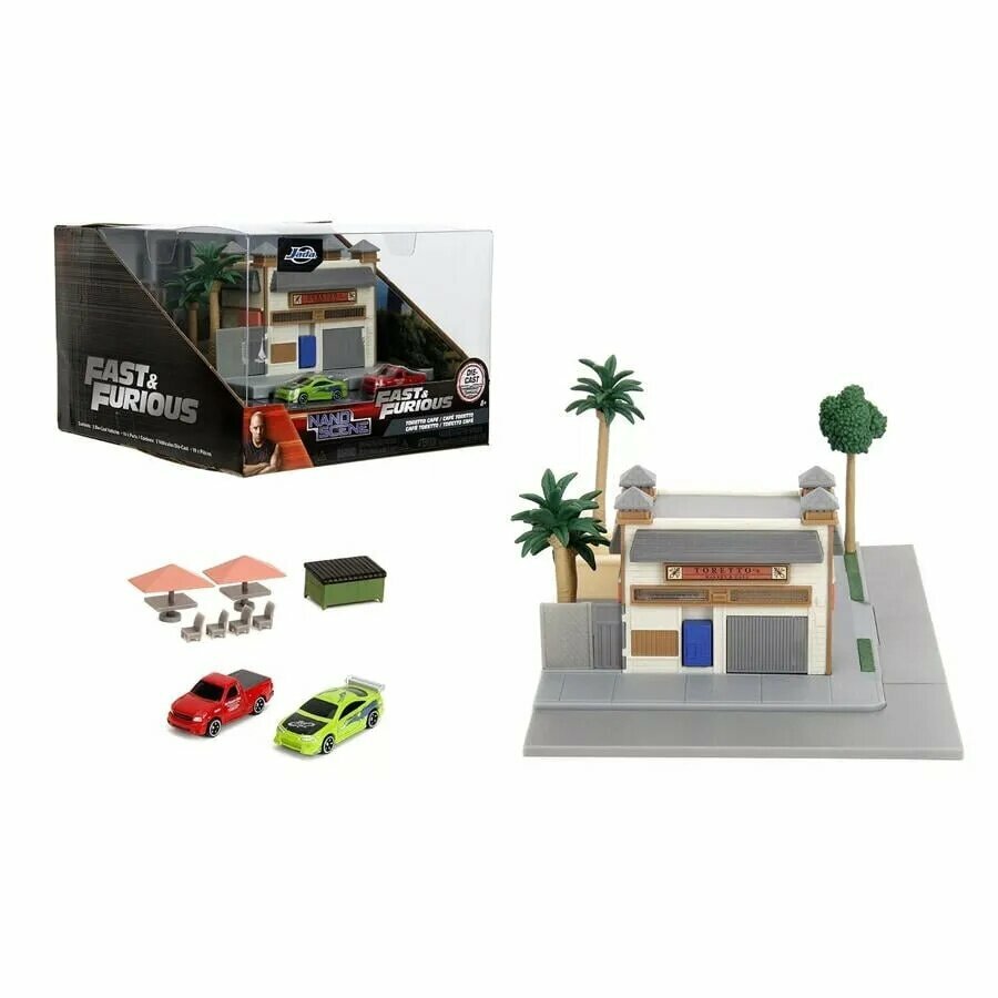 Машинка Nano Scene Fast & Furious Dom Toretto s Market & Cafe Scene