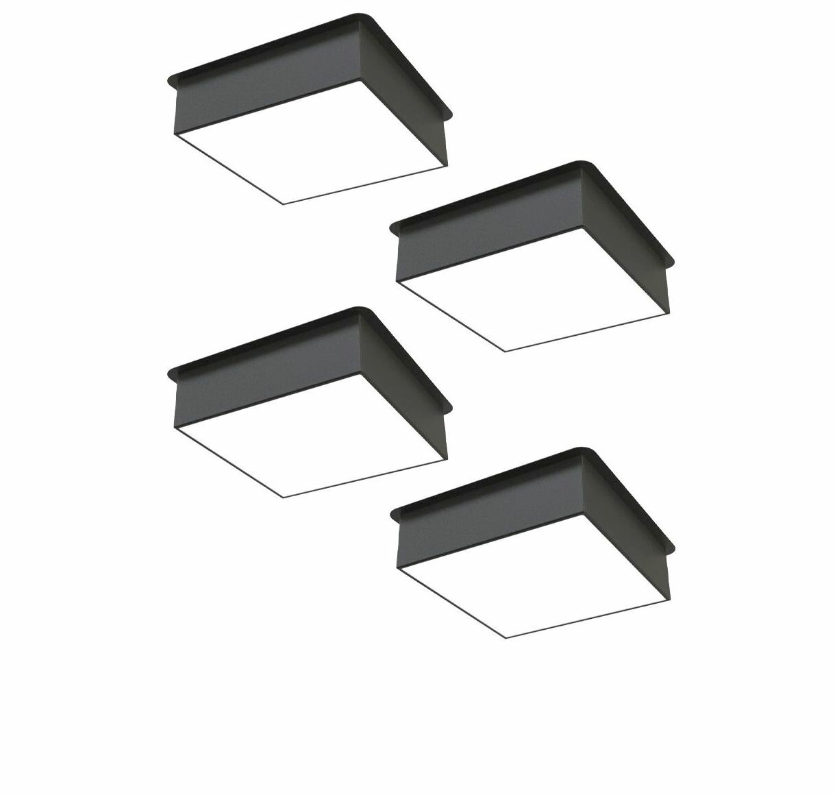 Светодиодный светильник Грильято Домино х4 150х150 36Вт 3000К черный