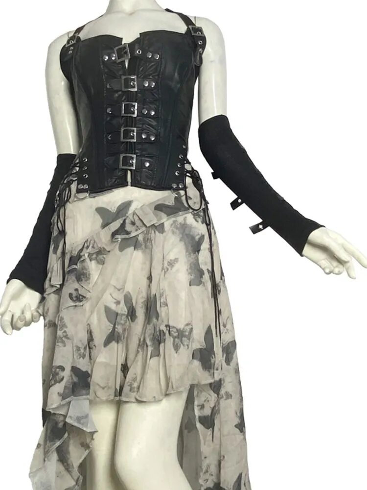 Черные перчатки женские без пальцев с молнией и 3 PU-застежками one size 1 пара — фото 1
