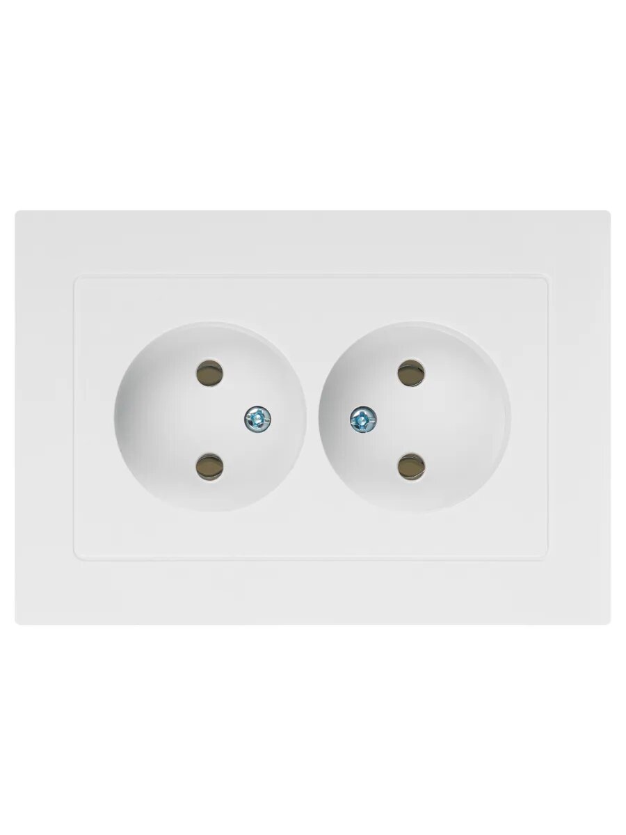 Розетка Intro Accent без заземления двойная 2х2P 16А-250В IP20 скрытой установки белый