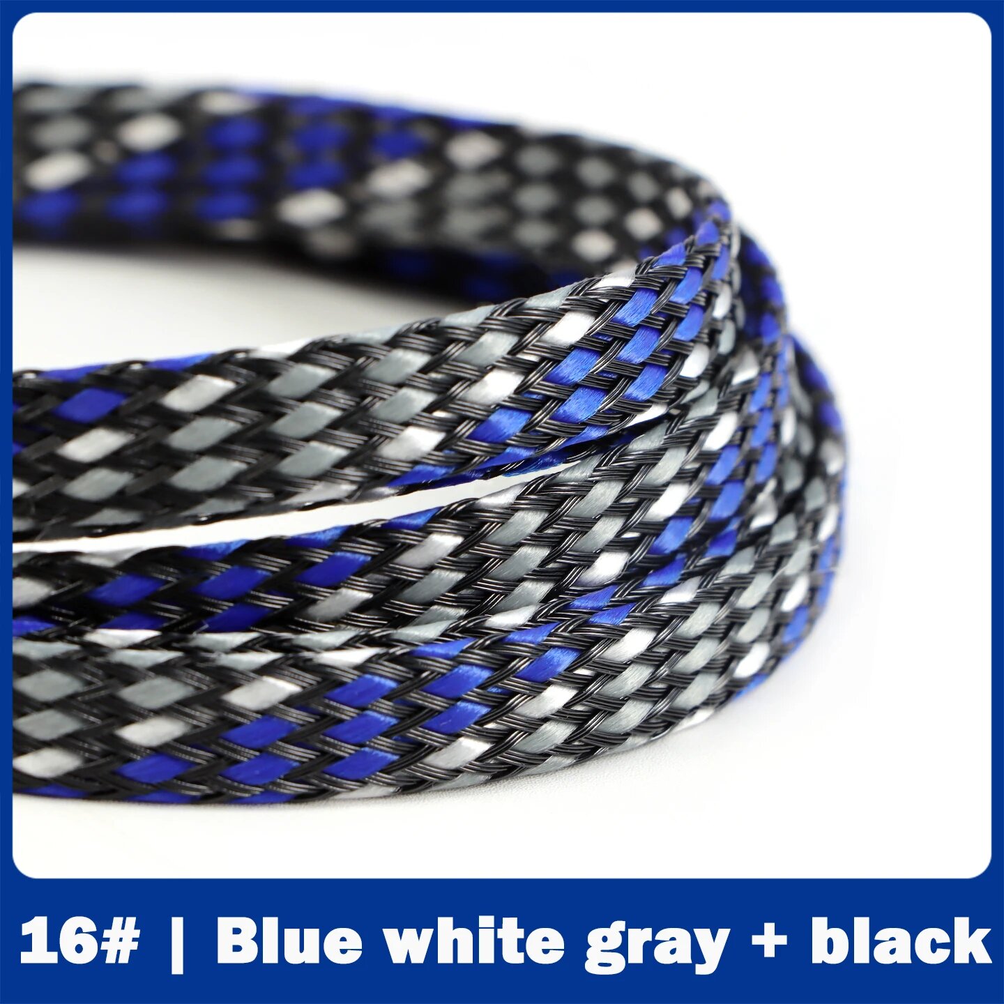Кабельная оплётка 8mm, Blue white gray + black