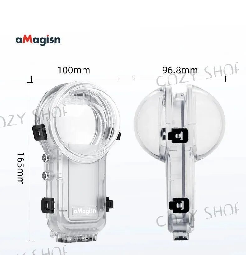 Аквабокс для Insta360 прозрачный, защита от воды, пластик, 165x100x96.8mm, вес 120 г