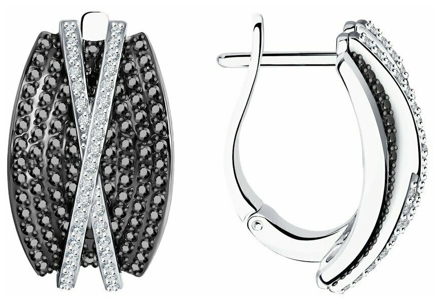 Серьги, белое золото, 585 проба, бриллиант