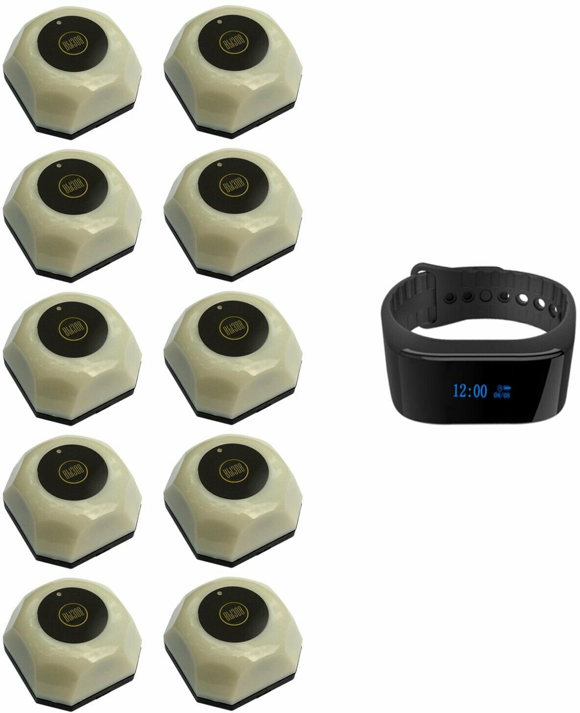 Комплект системы вызова персонала: часы-пейджер П-12 и 10 кнопок вызова К-6