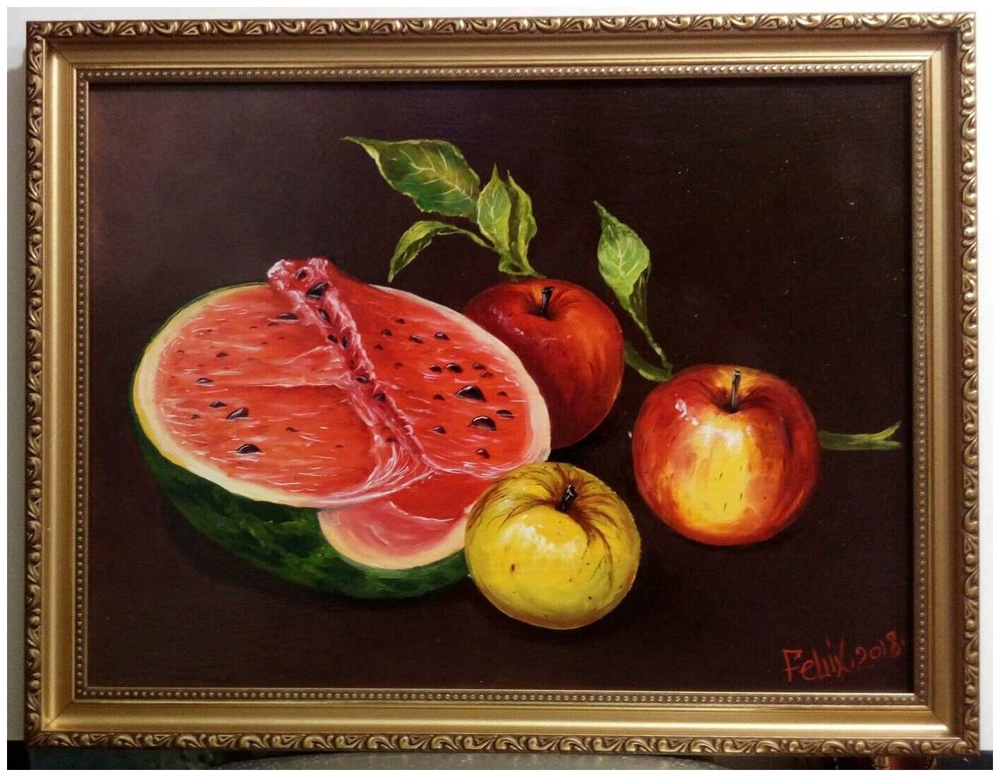 Картина маслом на ДВП Натюрморт, в багете 40*30/110 арт: 20180807_154629