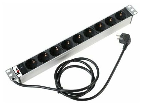 Блок розеток 19, 9 розеток ЦМО R-16-9S-I-440-3 Rem-16 с инд, 9 Schuko, 16A, алюм, шнур 3 м.