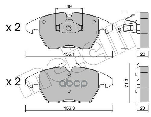 Колодки дисковые передние! Audi A3, VW Golf V 1.4-2.0TD 03> Metelli арт. 2205482