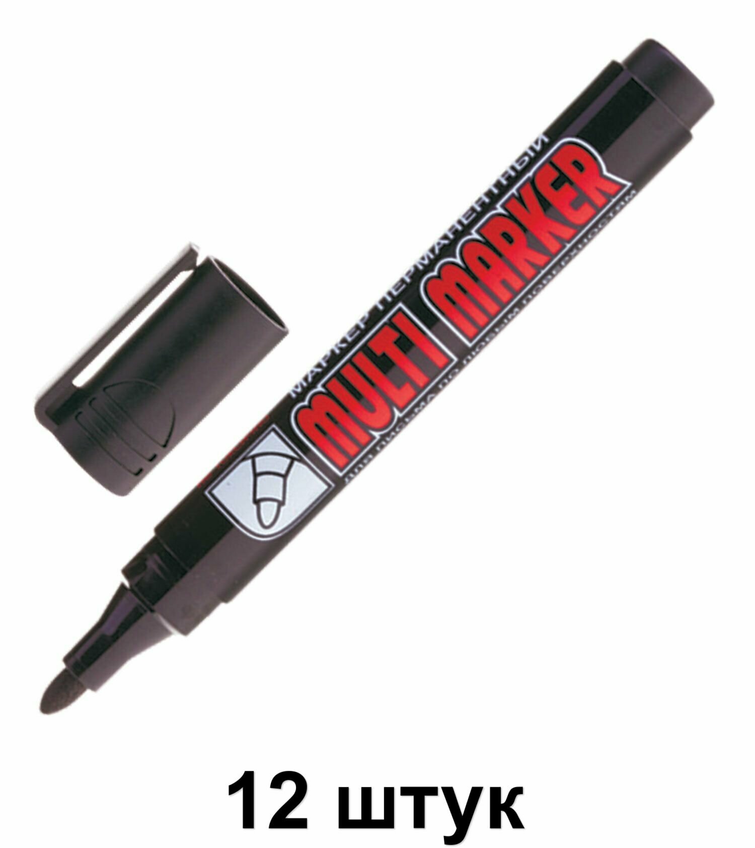 Crown Маркер перманентный Multi Marker, черный, 3 мм, 12 шт