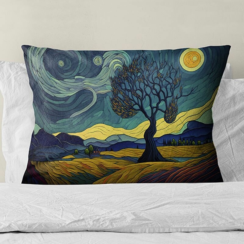 Подушка декоративная Лунное Дерево Ван Гог велюр 30х50
