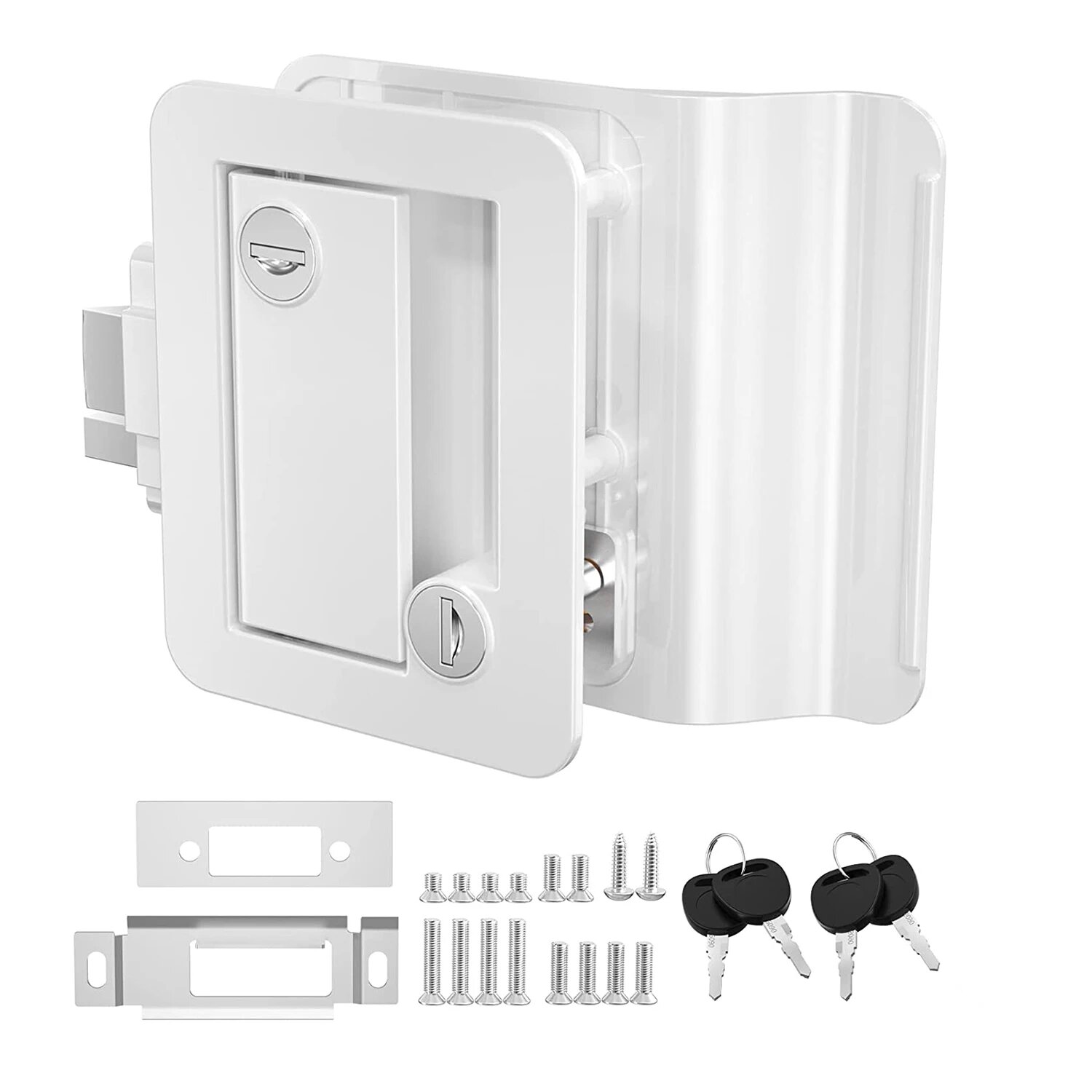 Замок для входной двери на автофургоне DaierTek, сменный двойной открытый дверной замок на дом на колесах с зажимом, компьютерная ручка для входной двери White