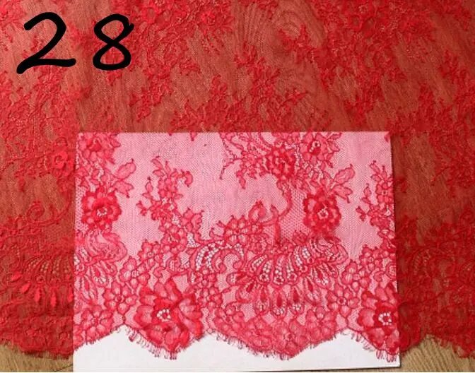 Красное кружево шантильи, 150х300 см, цвет 28 Red