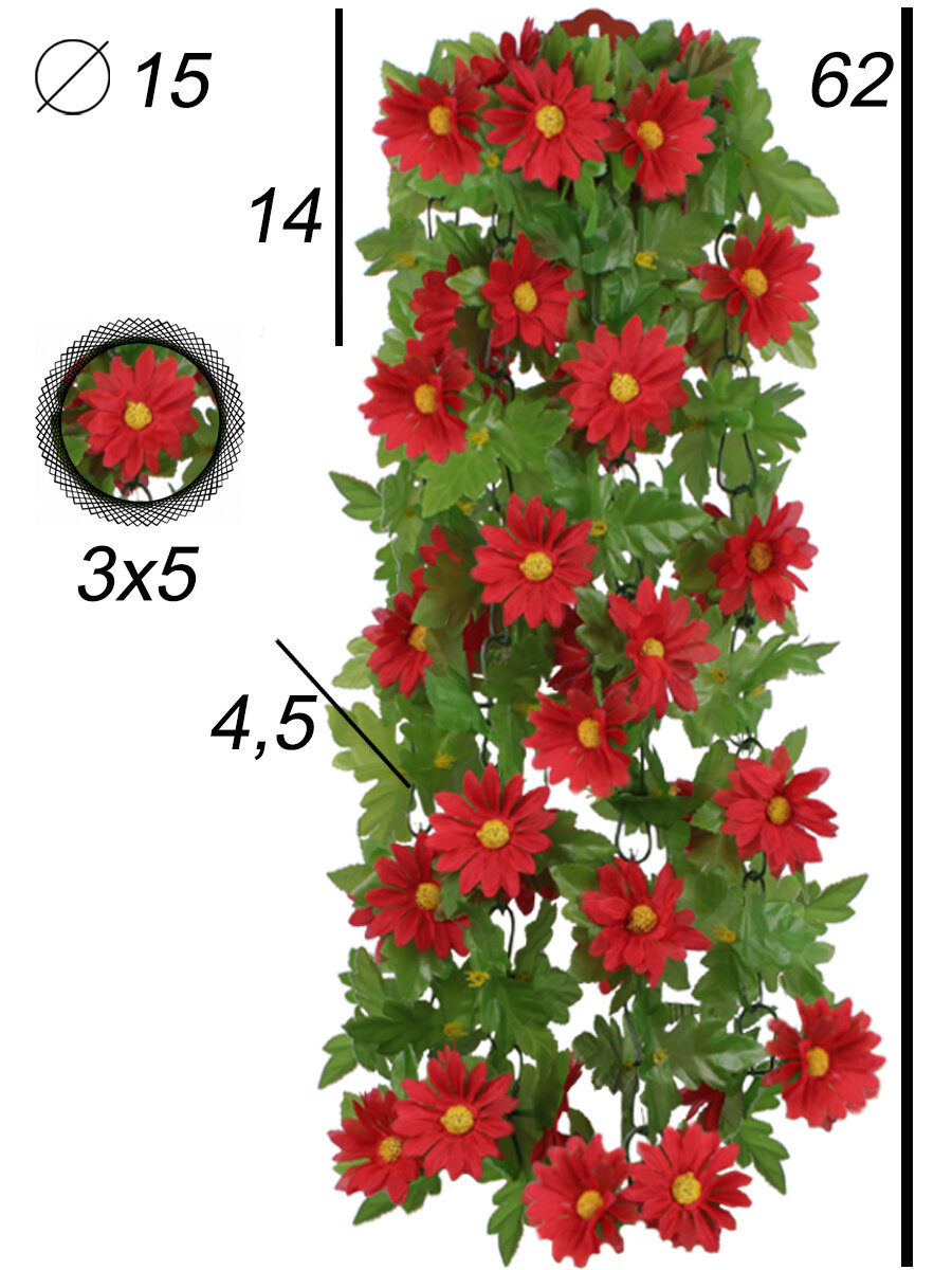 Искусственные Ромашки в настенном кашпо от бренда Holodilova