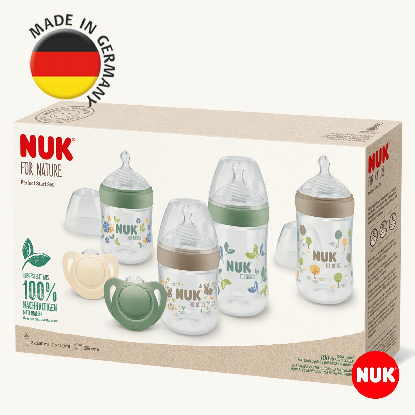 NUK FOR NATURE Набор для кормления новорожденного (4 бутылочки, 2 соски) 0+