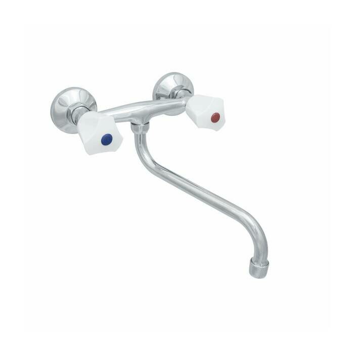 Смеситель для кухонной мойки двуручный нижний излив ЭКО ЦС-СМ 294 Пл. Бел маховик Центр Сантехники (Подольск) ЭМ910201