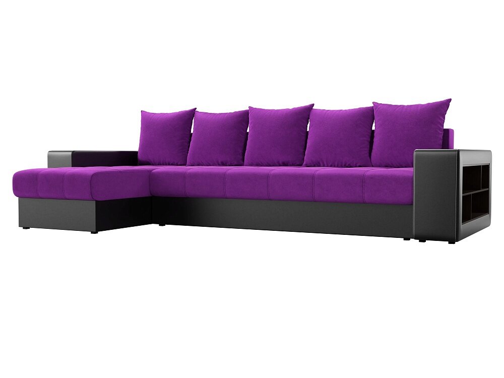 Угловой диван Дубай (Марго) Фиолетово-Черный, еврокнижка, 300х160х82 см, с ящиком для белья