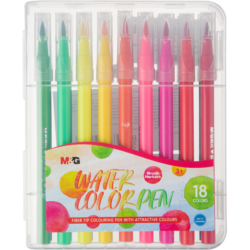 Фломастеры M&G, круглый корпус, смываемые, 18 цветов в наборе 1785591 ACP92168