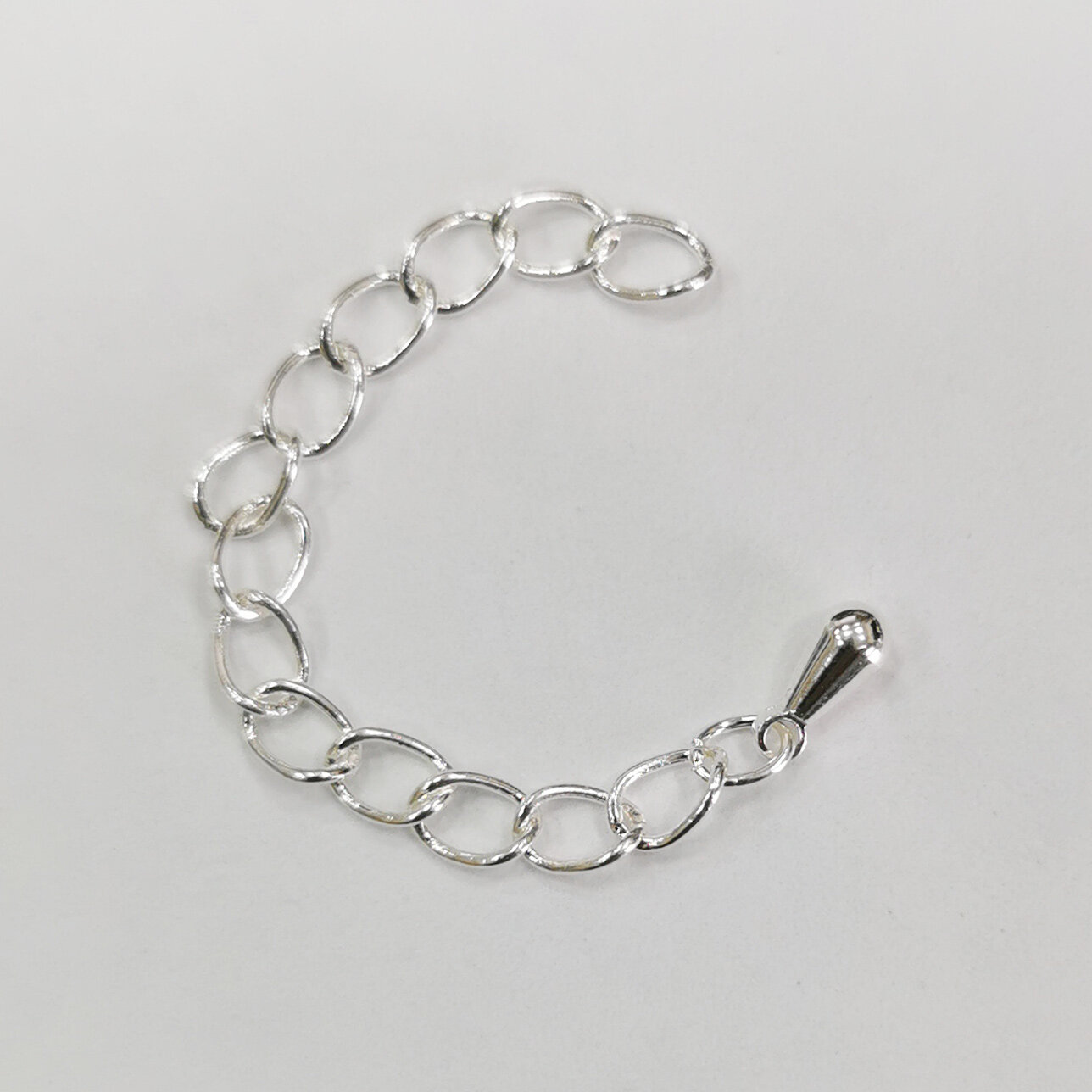 Цепочка-удлинитель с декоративной подвеской-капелькой, 5х3.3мм, Beadalon, витая, базовый материал - латунь, посеребренная, 4.5-6 см, 2 шт.