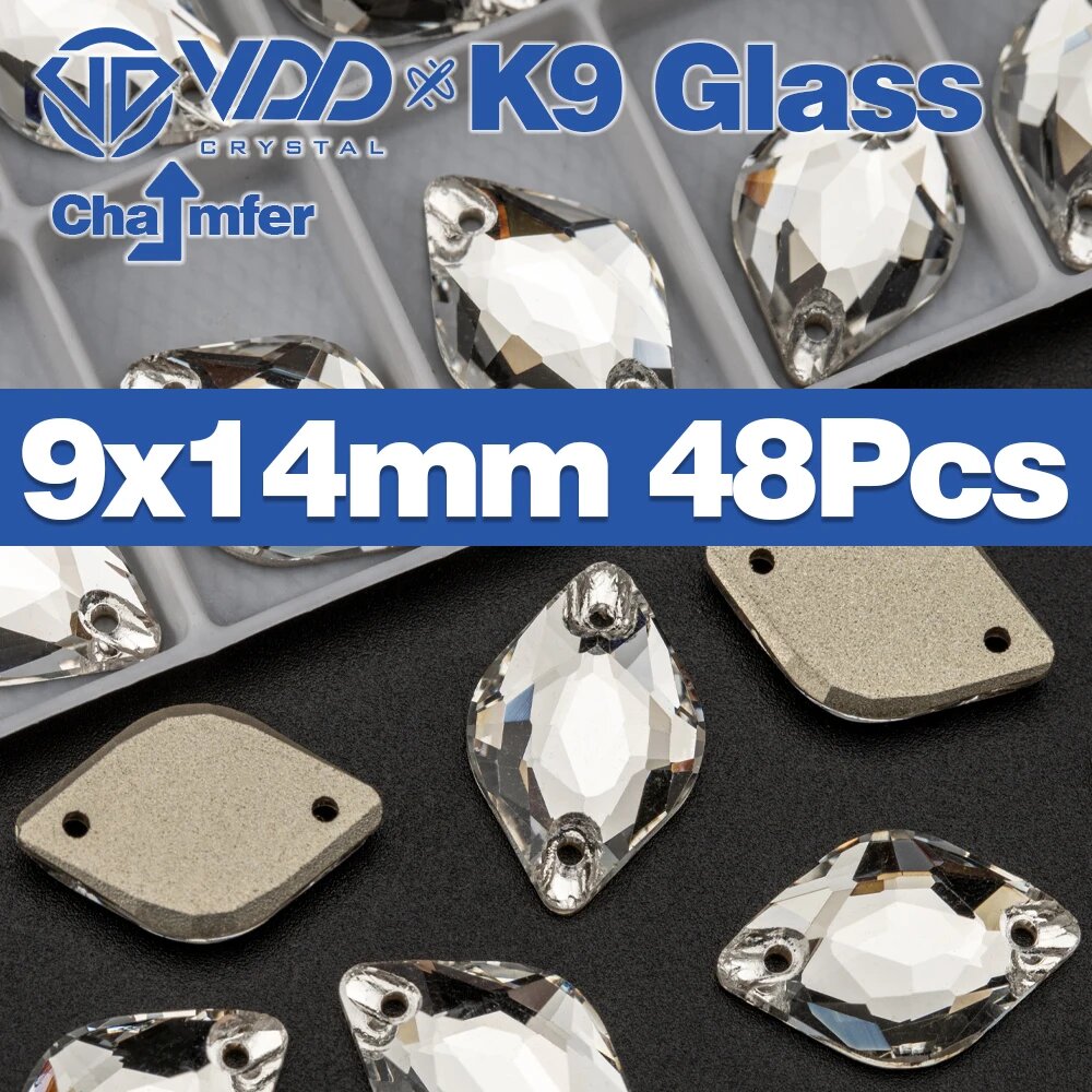 Стразы VDD K9 стекло лимонные 9x14 мм 48 шт