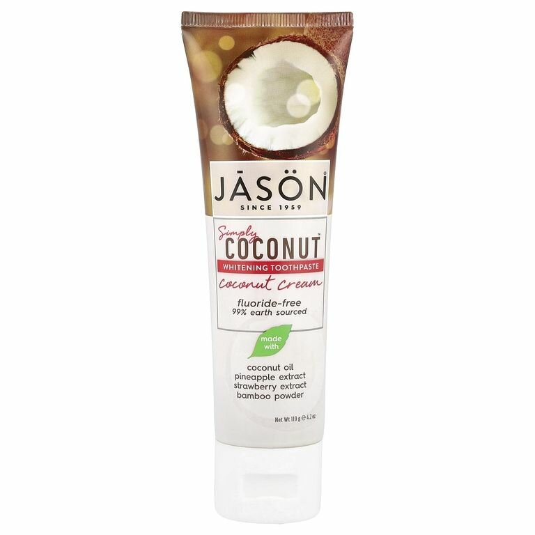 Jason Natural, Зубная паста отбеливающая, кокосовый крем, Simply Coconut Cream, 119 г