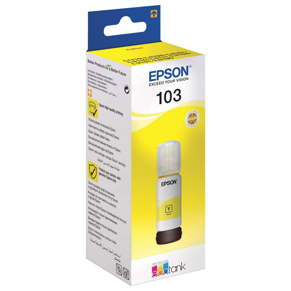 Чернила EPSON 103 (C13T00S44A) для СНПЧ EPSON L3100/L3101/L3110/L3150/L3151/L1110, желтые, оригинальные