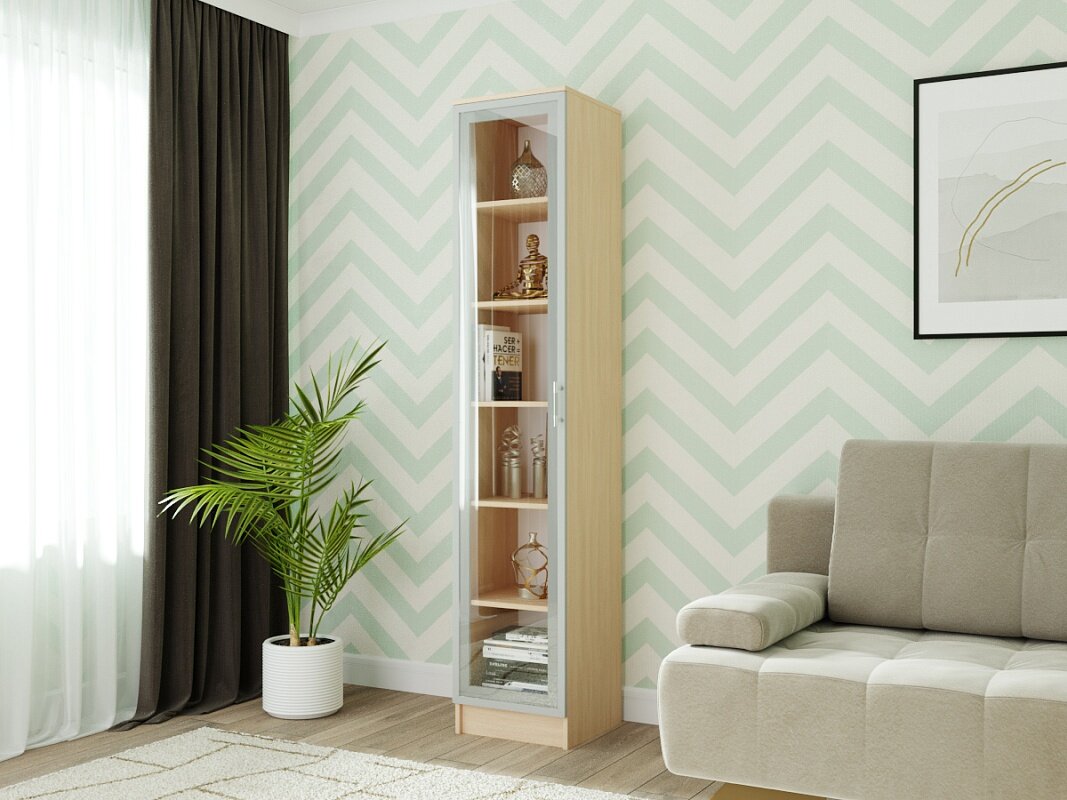 Книжный шкаф МебельЛэнд24 Альма - 1 Дуб Молочный 40x50x230 бежевый