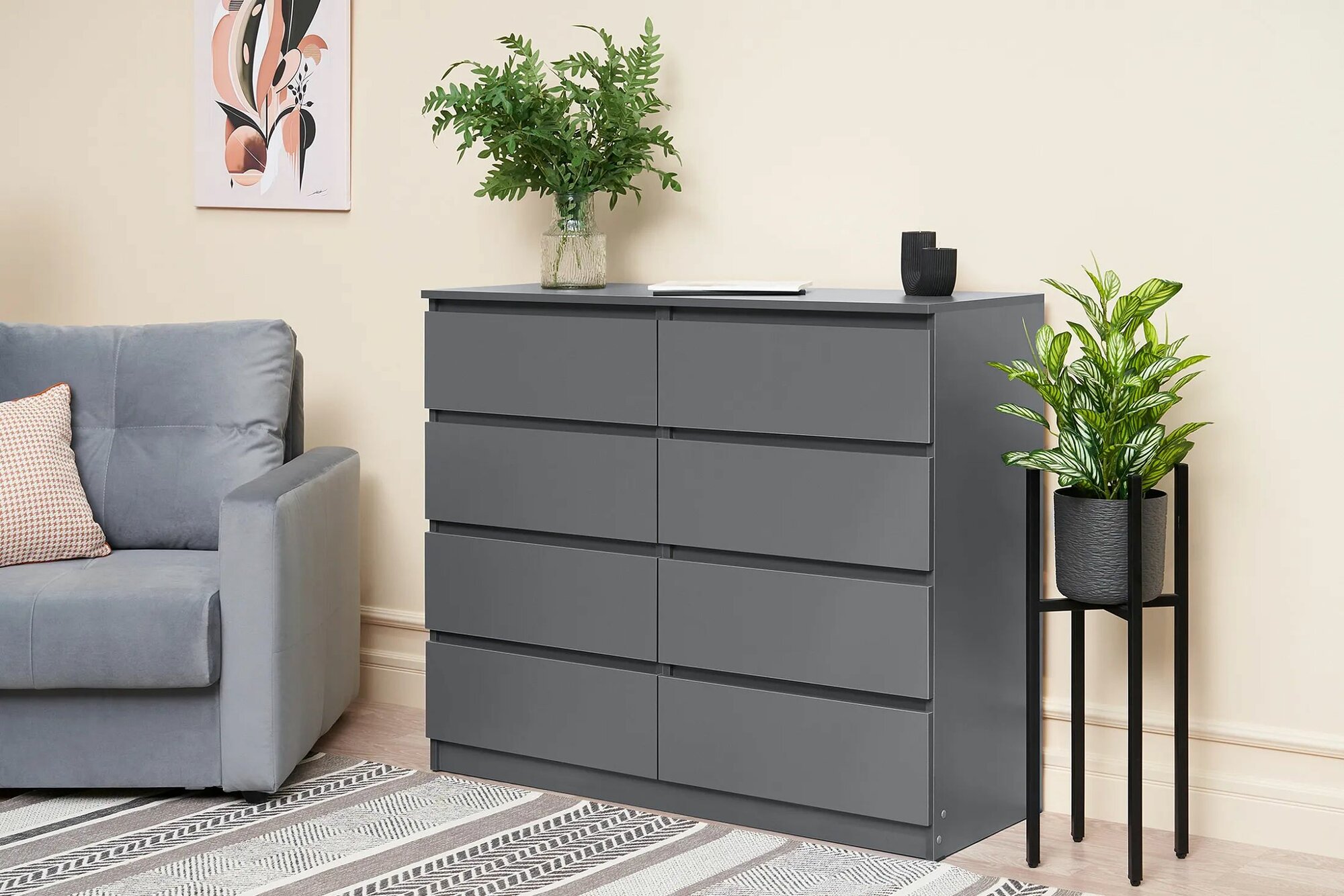 Комод Челси 8 ящиков Графит