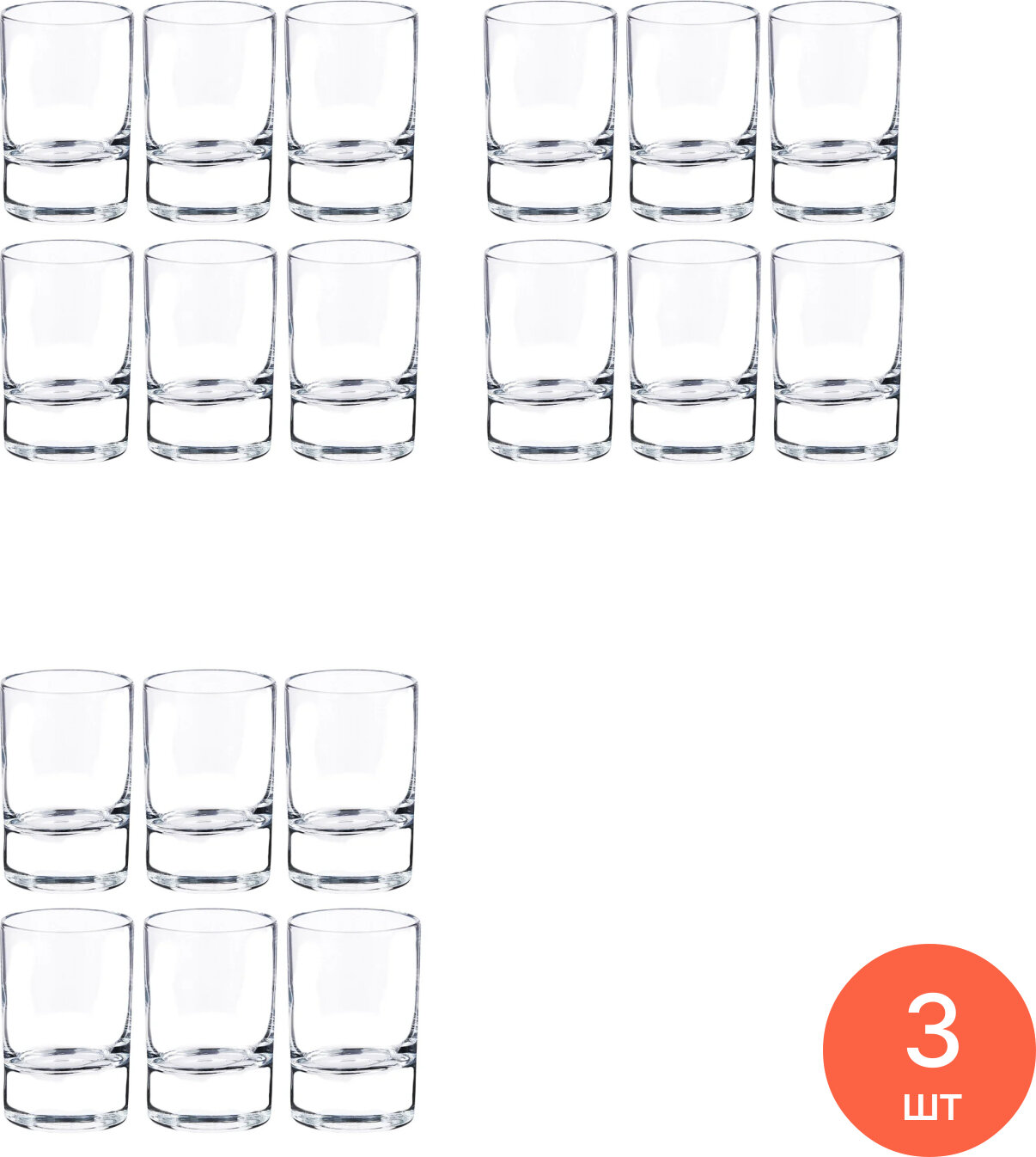 Набор стопок Pasabahce Side для ликера прозрачное стекло 60мл 6 предметов (комплект из 3 шт)