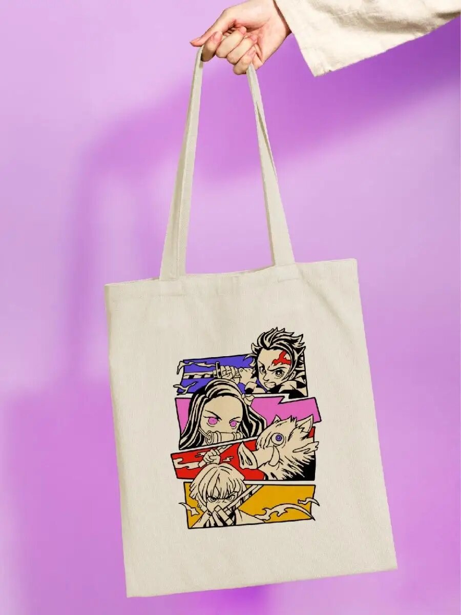 Сумка шоппер  с принтом аниме Истребитель Демонов