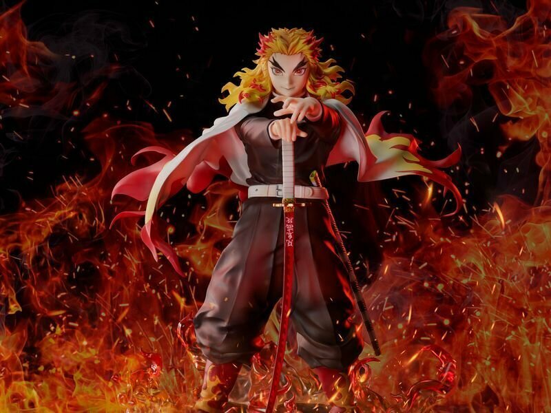 (клеймо)фигурка bilibili ANIPLEX+ из аниме 'Demon Slayer' кинофильм 'Бесконечный поезд', персонаж Ренго Киметцу. Фигурка полностью новая, в наличии, фото товара
