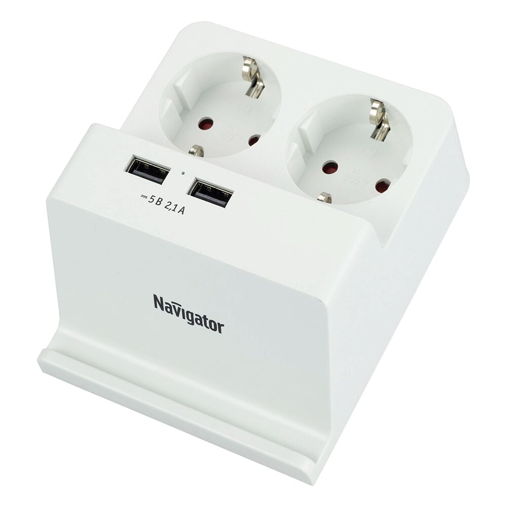 Удлинитель электрический Navigator 2 гнезда + 2 USB настольный с заземлением 1,5 м