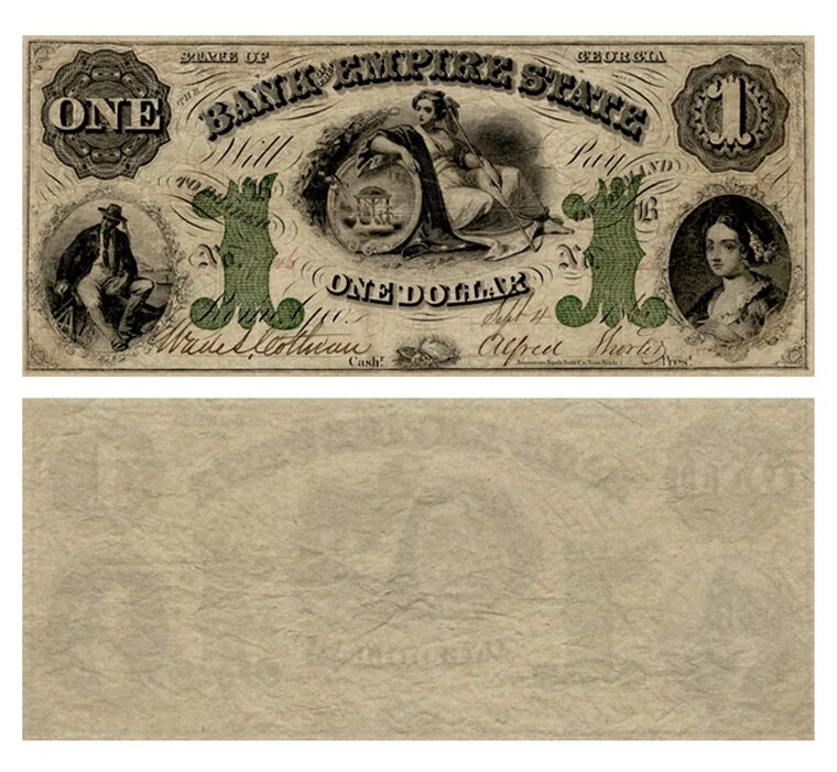 1 доллар 1861 штат Джорджия, Конфедерация США, сувенирная копия, банкноты и купюры редкие коллекционные