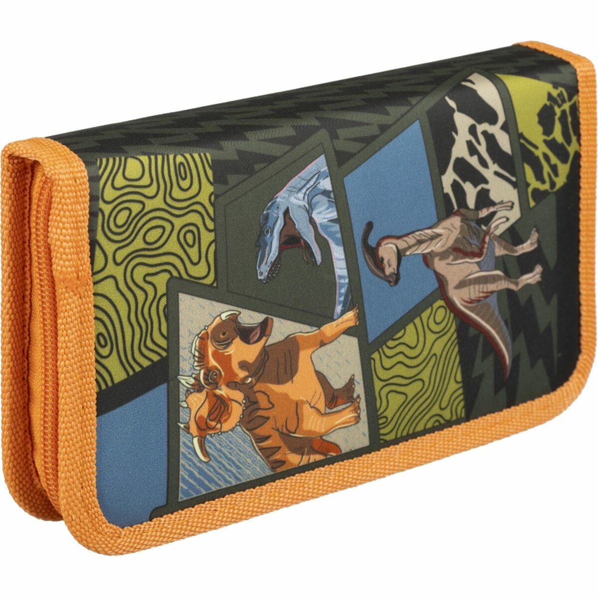 Пенал школьный 1 отделение Комус Класс дино комикс 1 секц, 190x110x20мм, ткань (1906064)