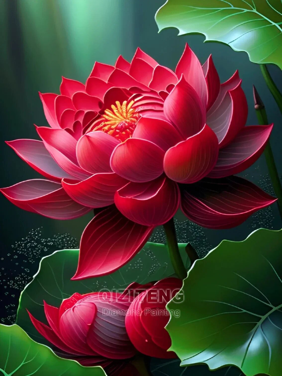 Алмазная живопись QIZITENG Хризантема Роза Бабочка 30x40cm Round, RT-1249