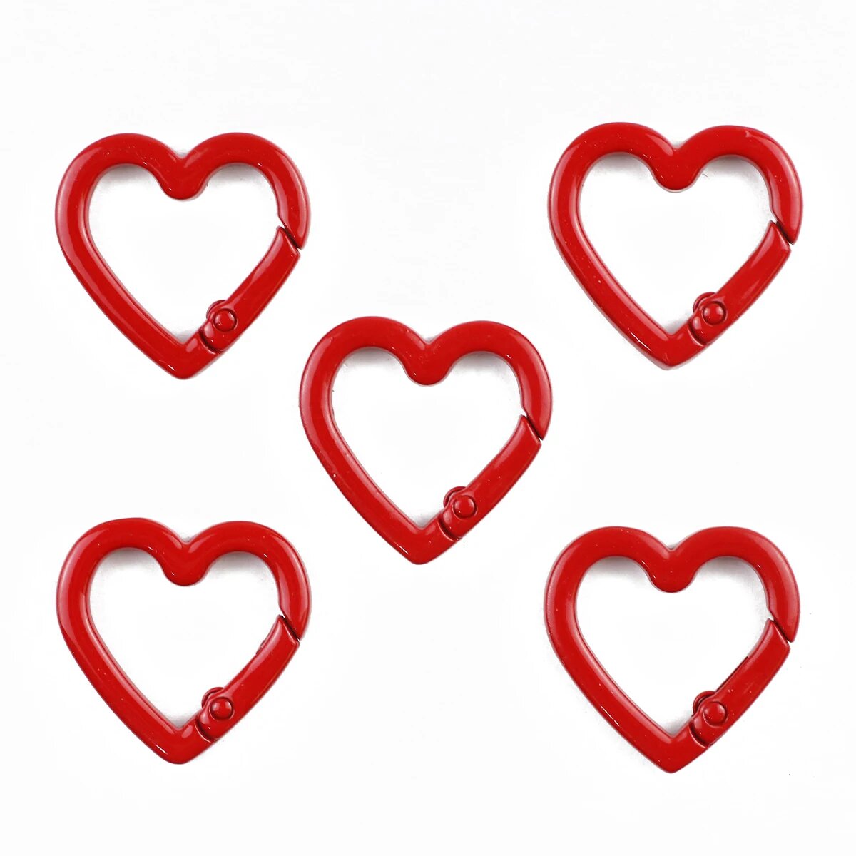 Застежки-карабины сердце из металла YHBZRET 5pcs lot, Красный