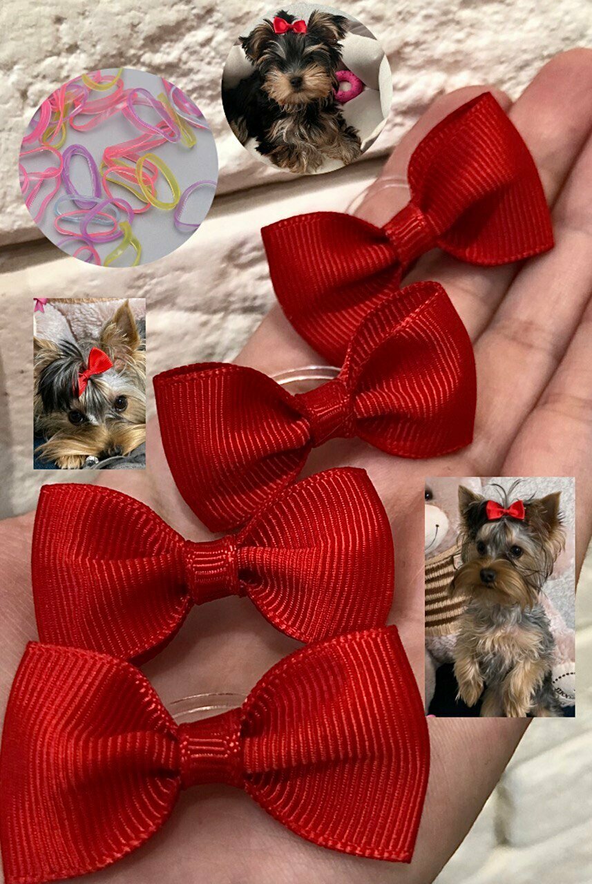 Набор резинок "бантики" для животных повышенной прочности 10 бантиков, 100 резинок