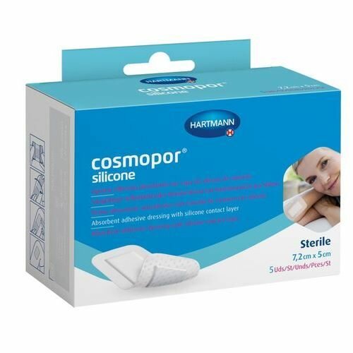 Cosmopor Silikon Повязка впитывающая пластырного типа с контактным слоем из силикона 7,2х5см N5