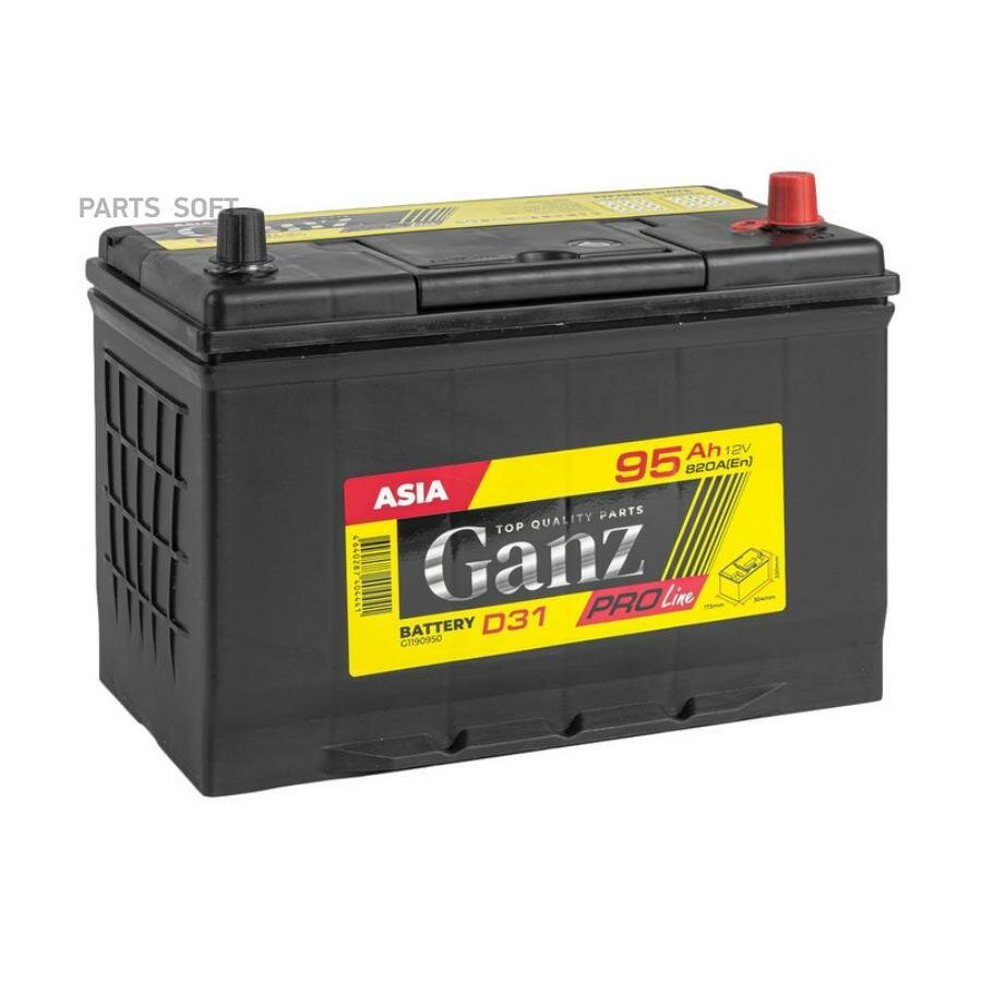 Аккумулятор ganz pro-line jis 95 а/ч обратный r+ 304x173x220 d31 en 820 а