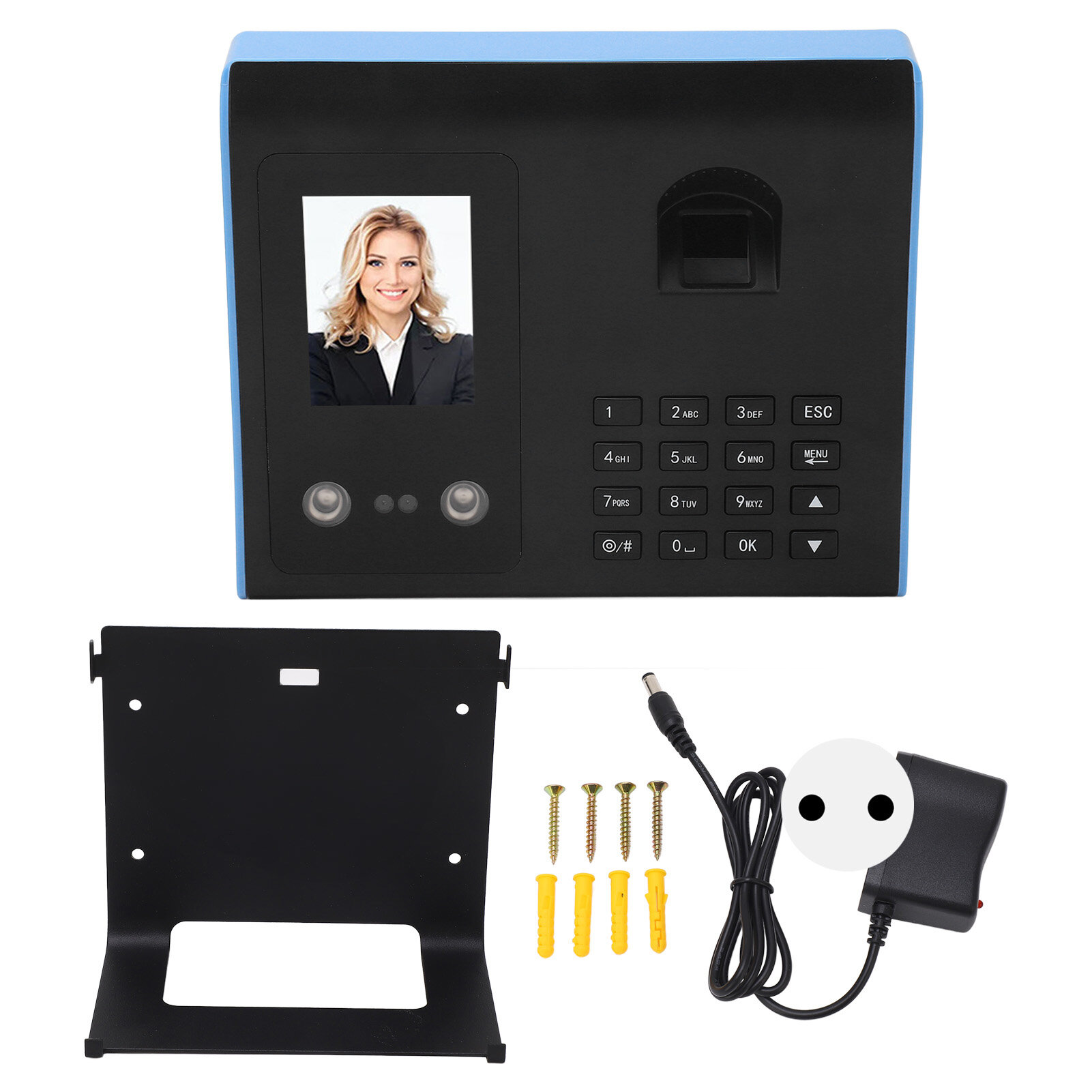 Устройство учета рабочего времени с распознаванием отпечатков пальцев и лица, паролем и функцией регистрации посещаемости для офиса (вилка европейского стандарта).