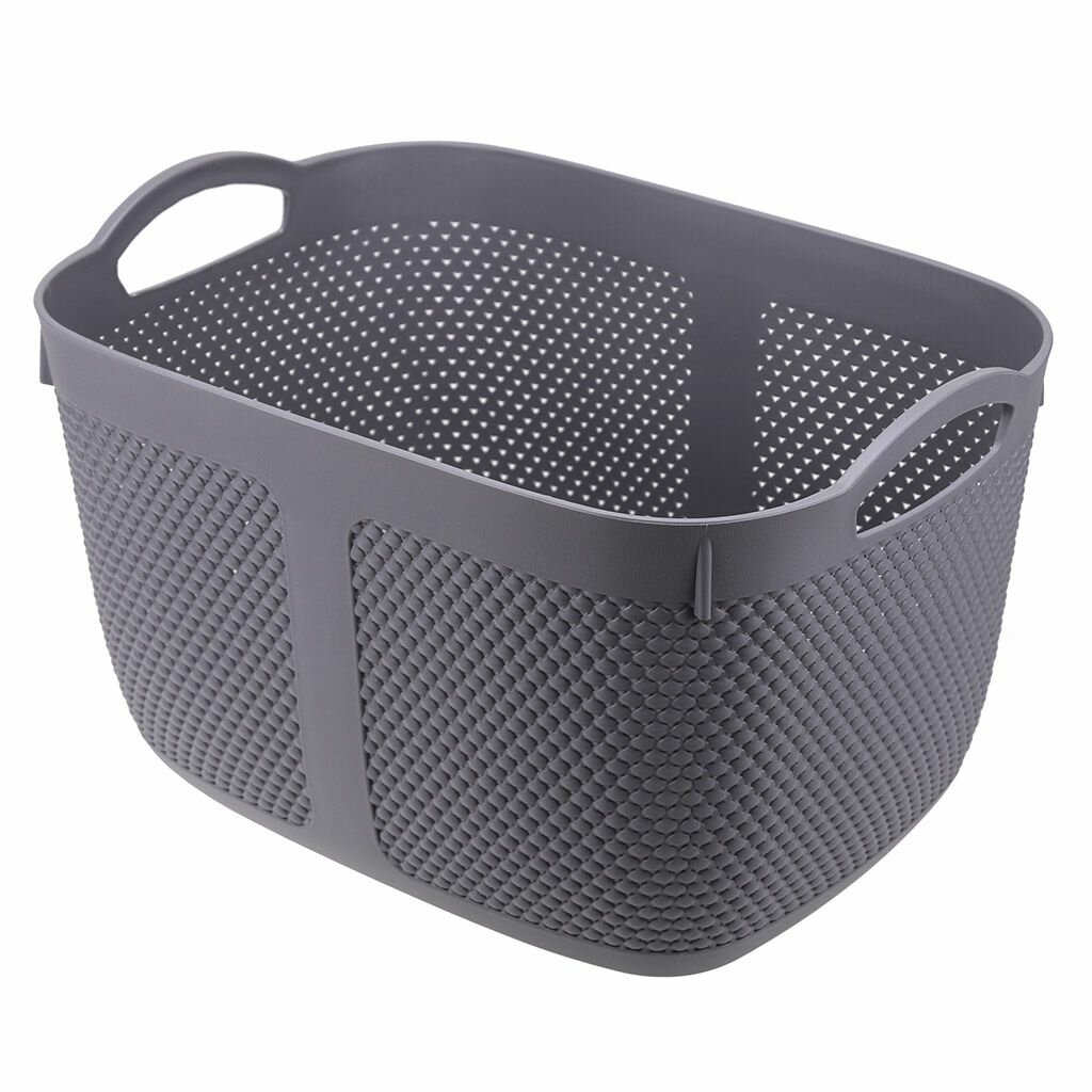 Корзина Домашняя Мода пластмассовая, для хранения, 38,5х 26 см, высота 23 см, с ручками, серый