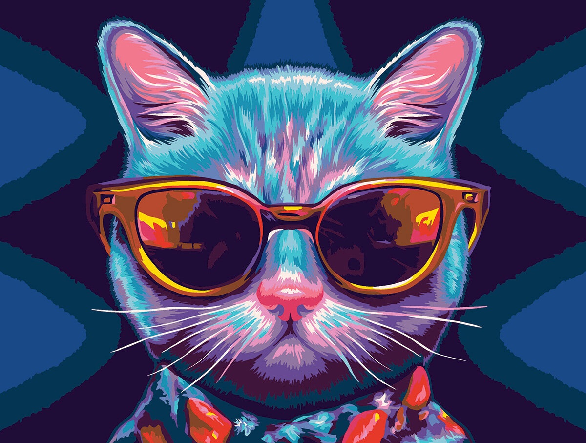 Фрея PNB/PM-211-LD73 Набор для раскрашивания по номерам 40 х 30 см Неоновый кот в очках