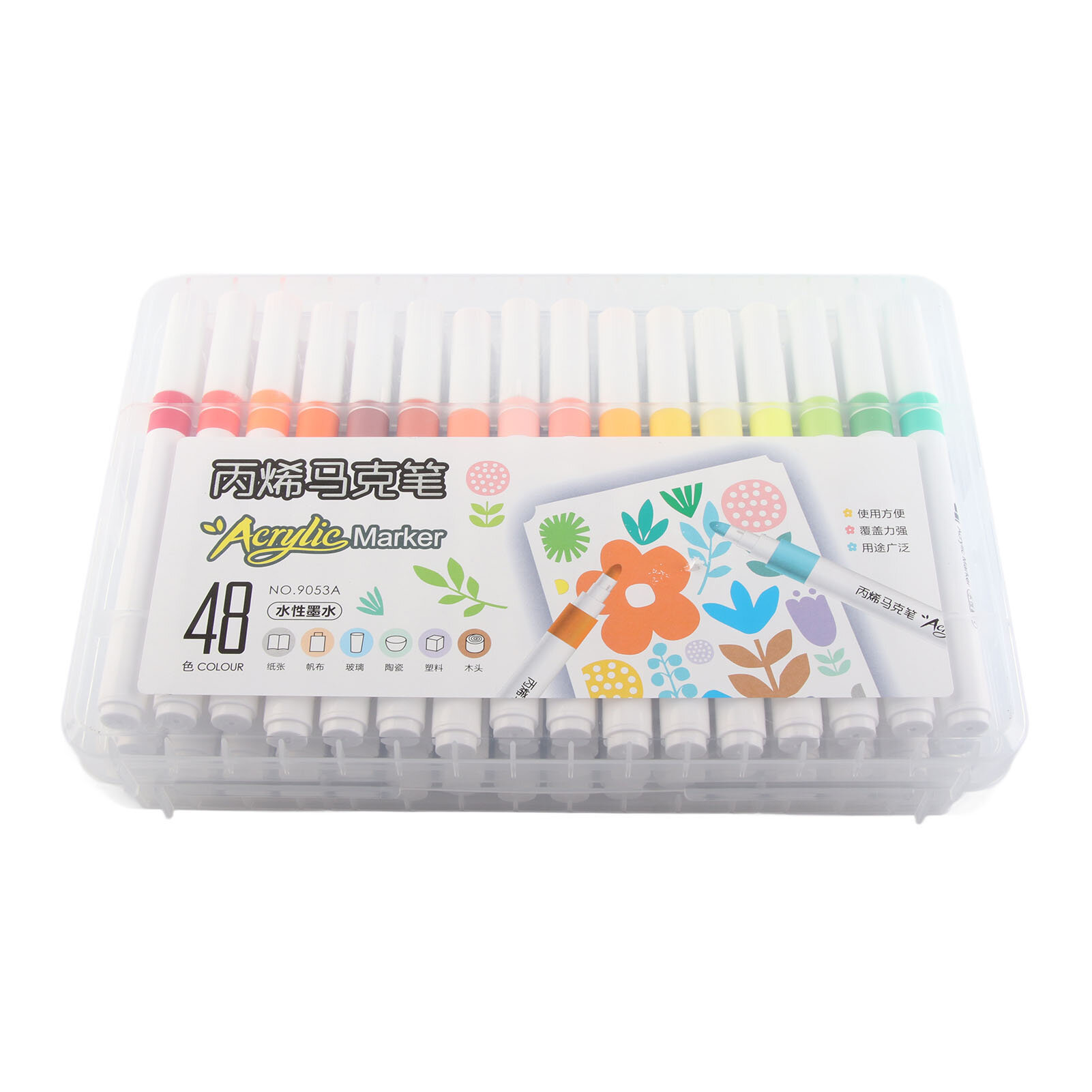 Акриловые маркеры для граффити, прочное покрытие, быстросохнущие, водостойкие, круглые, для стекла, металла, дерева, 48 цветов