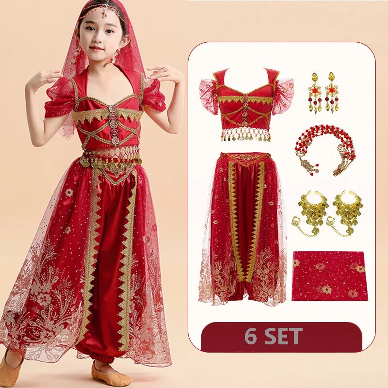 Детский костюм для танца живота Болливуд М, 6 set red A