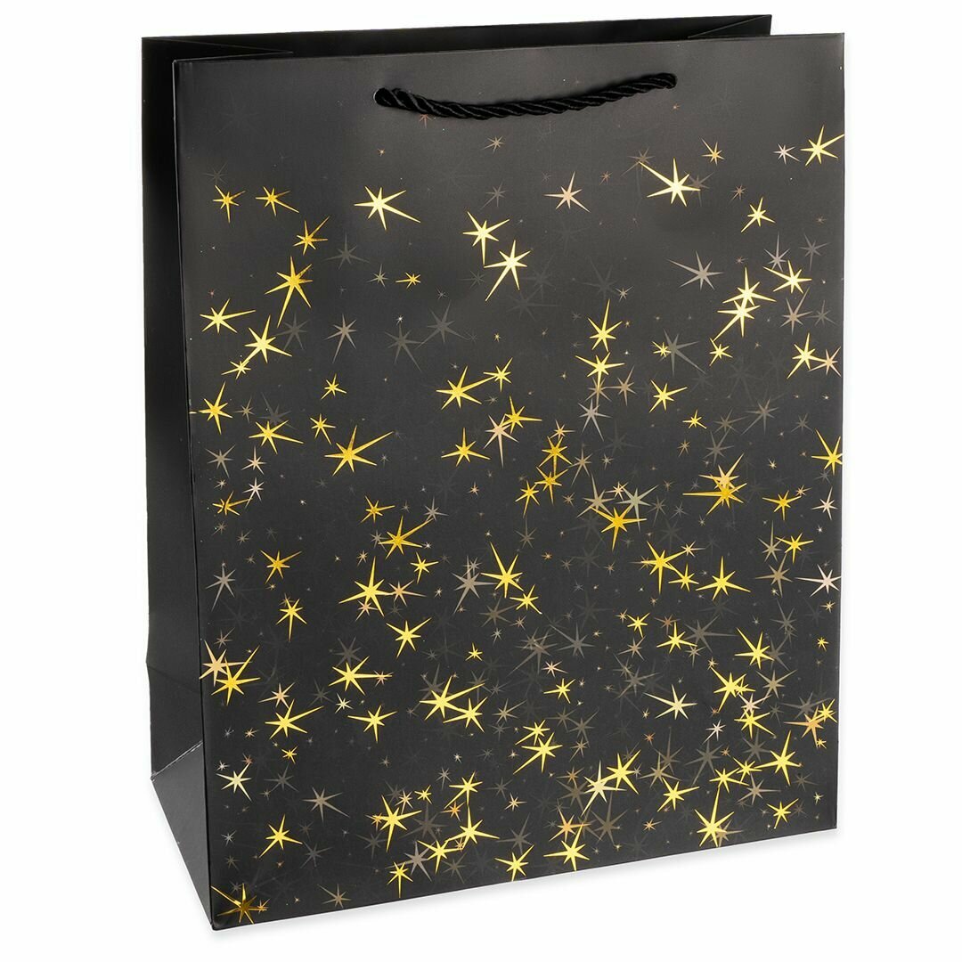 Пакет подарочный Дон Баллон Тысячи созвездий Дизайн №3 Черный, Золото 70х50х20 см