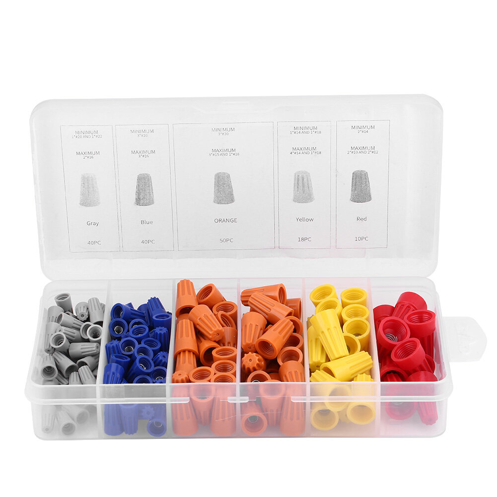 Wire Connectors, 158pcs 5 Sizes Colorful Dependable Twist On Terminal for Electrical Cables