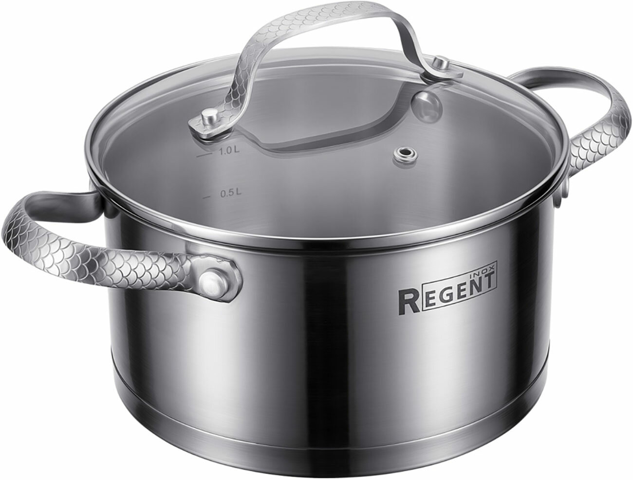 Кастрюля индукционная со стеклянной крышкой Regent Inox Linea Sirena, 1.7 л, металлик (65-0118)