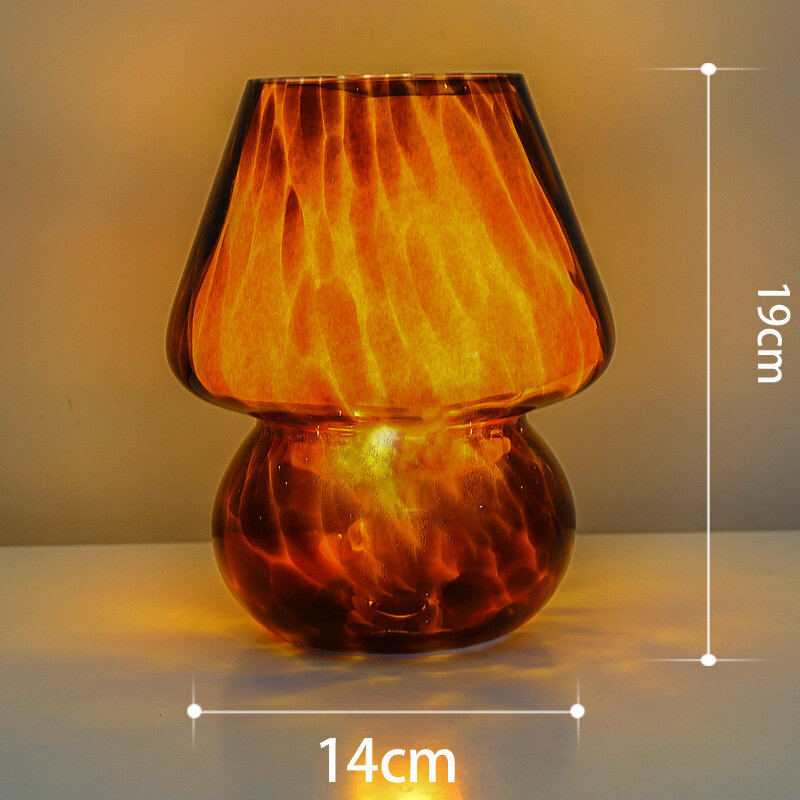 Креативная стеклянная настольная лампа, ретро маленькая красная книга, лампа в виде гриба, ночник для дома, учебы, спальни, прикроватная лампа