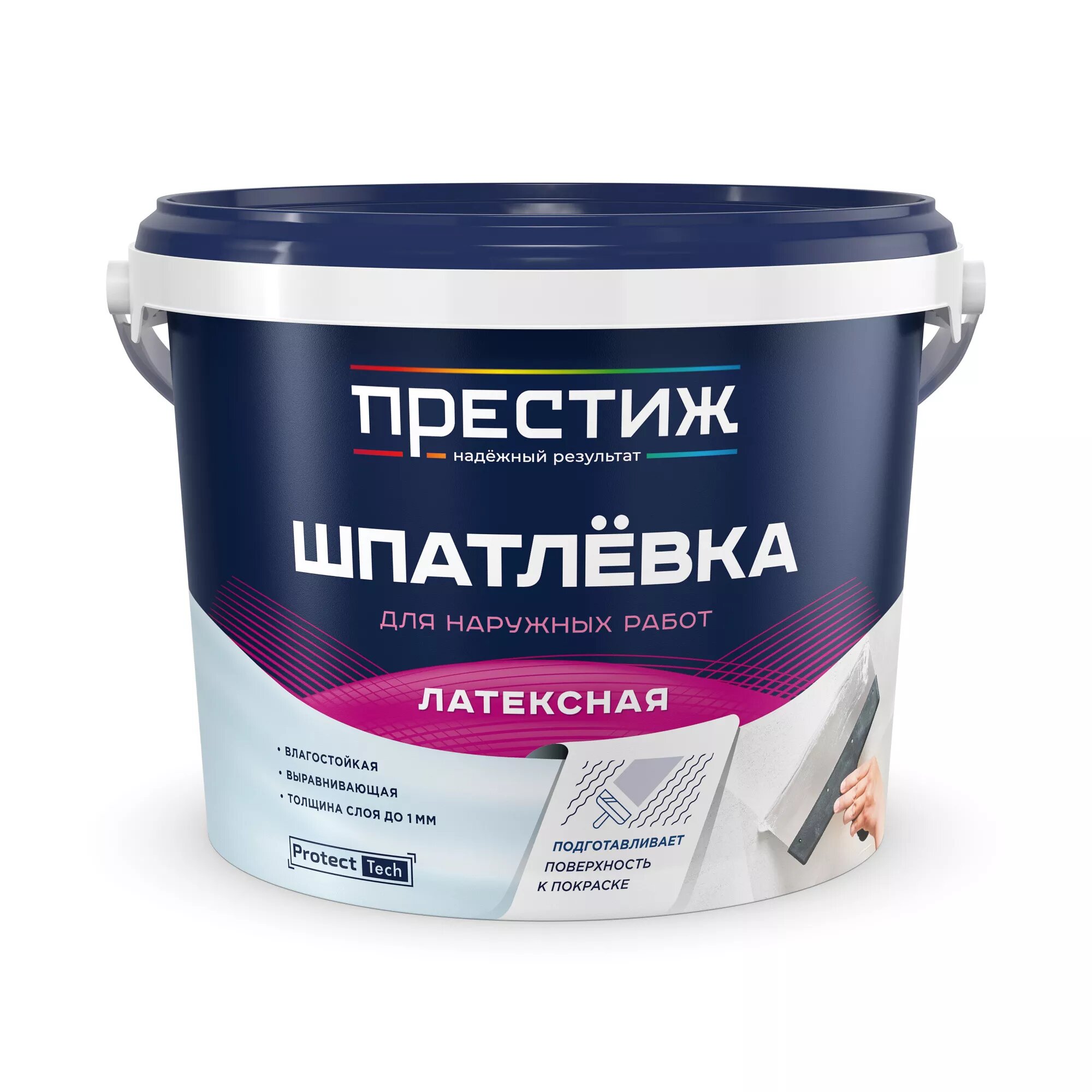 Шпатлевка латексная Престиж, 3 кг, белая, тонкослойная, для наружных работ