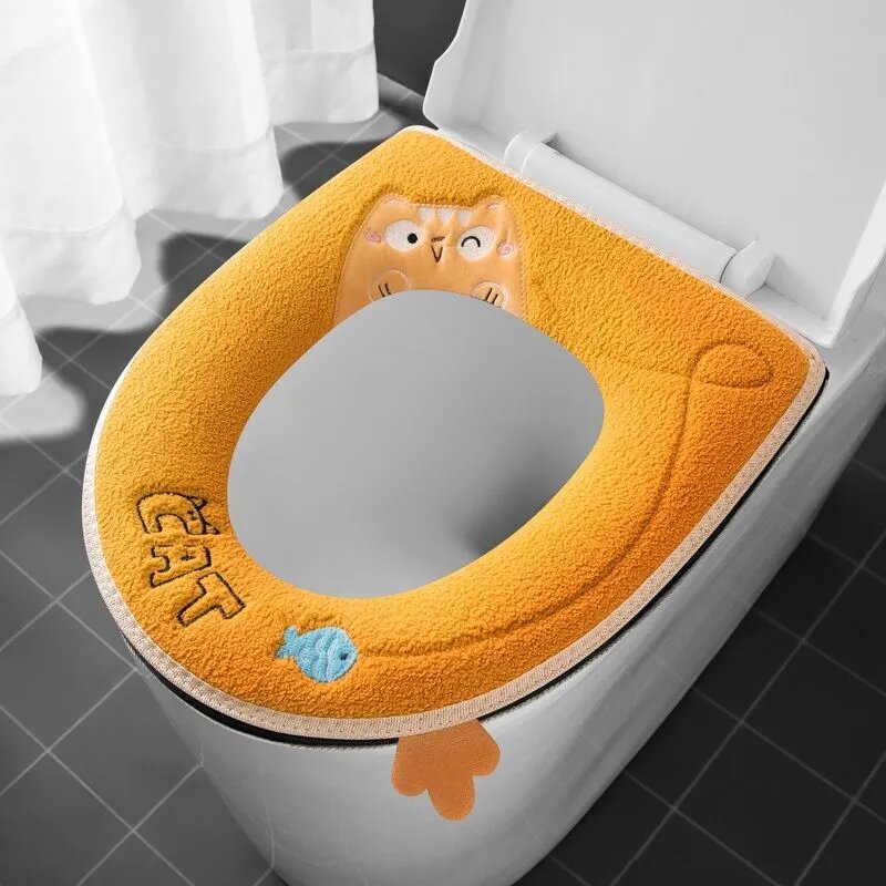Сиденье для унитаза, хлопок, мягкое, теплое, оранжевое, для всех моделей