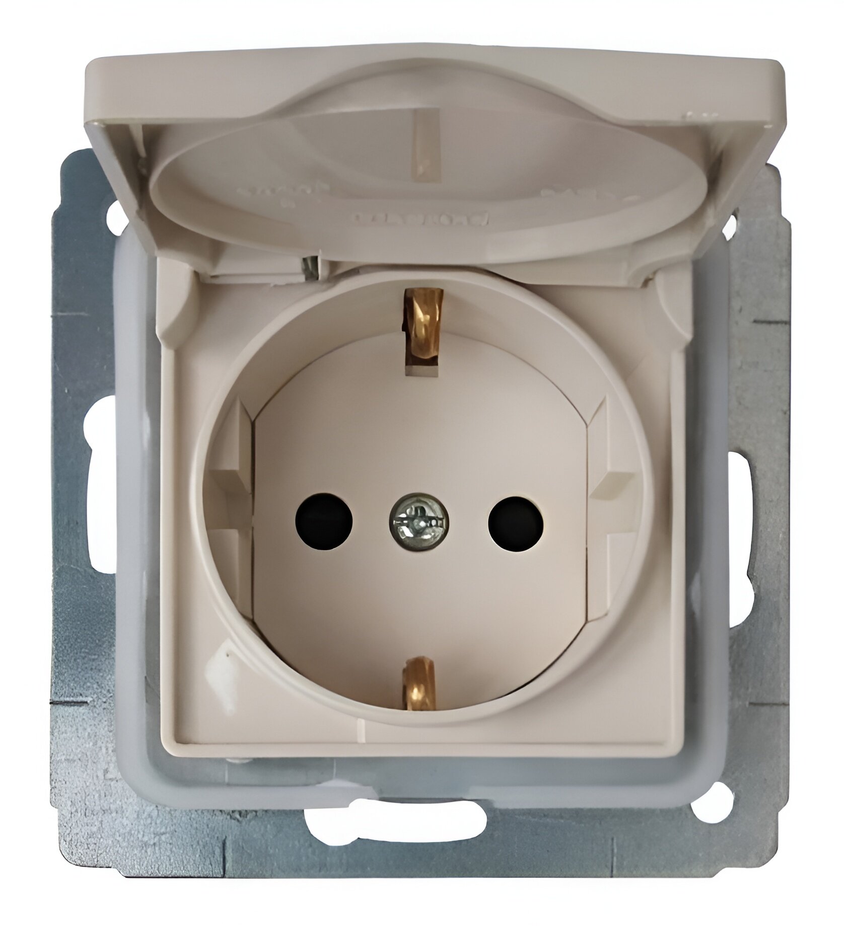 Розетка Legrand Cariva, с заземлением и крышкой, влагозащищенная, 16А, IP44, арт. L773745, цвет слоновая кость