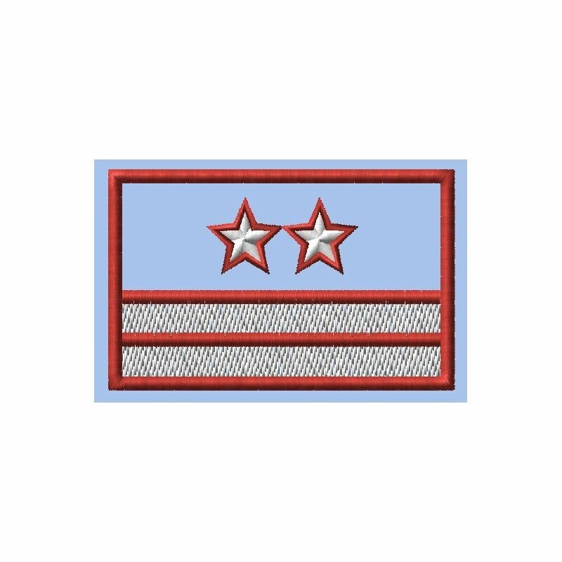 Нагрудный знак РЖД. Средняя категория. Третий уровень, голубой материал. Без липучки. Размер 75x45 мм по вышивке.